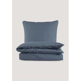 hessnatur Perkal Bettw&auml;sche-Set in stahlblau | Gr.: 200x200-2x-40x80-cm
