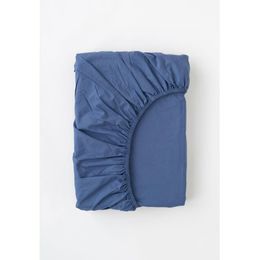 Mela Perkal Spannbetttuch Style KASOL in blau | Gr.: 90x200-cm