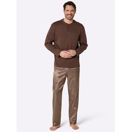 WITT WEIDEN Schlafanzug in camel-schoko-bedruckt | Gr.: 44-46