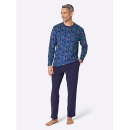 WITT WEIDEN Schlafanzug in marine-jeansblau-bedruckt | Gr.: 44-46