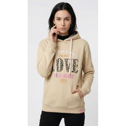 Zwillingsherz Damen Hoodie &raquo;"Wild Love"&laquo;, mit Wording Leo Love und Stickerei beige L/XL (L/XL)
