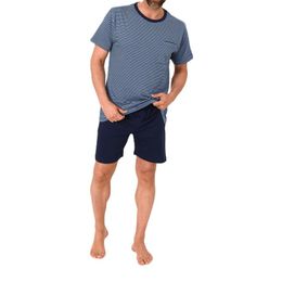 Normann Kurzarm Schlafanzug Pyjama Shorty Streifen in marine | Gr.: 54