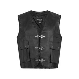 PAULGOS Lederweste Biker Kutte Echtleder BW5 in Schwarz | Gr.: XL