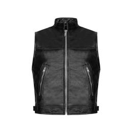 PAULGOS Lederweste Biker Kutte Echtleder BW8 in Schwarz | Gr.: S