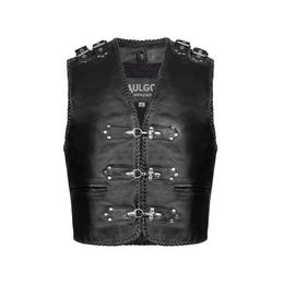 PAULGOS Lederweste Biker Kutte Echtleder BW7 in Schwarz | Gr.: S