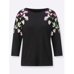 CR&Eacute;ATION L creation L Druck-Shirt in schwarz-mauve-bedruckt | Gr.: 38