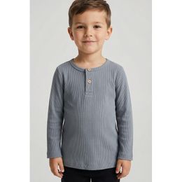name it Jungen Langarmshirt &raquo;NMMKAB LS TOP NOOS&laquo; Im Henley-Stil - mit kurzer Knopfleise, normal geschnitten blau 98