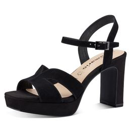 Tamaris Damen High-Heel-Sandalette Blockabsatz, Sommerschuh, Abendschuh, mit ANTIshokk-Absatz schwarz 37