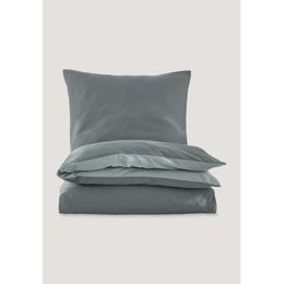 hessnatur Satin Wende Bettw&auml;sche-Set in tiefseegr&uuml;n | Gr.: 155x220 cm (40x80 cm)