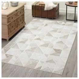 Teppich Carpet City "ANTIK231", beige (creme), B:80cm H:10mm L:150cm, Polyester, Teppiche, Teppich, Kurzflor, 3D-Optik, Klassisch-Modern f&uuml;r Wohnzimmer, Schlafzimmer
