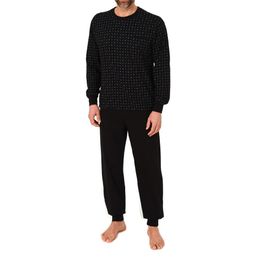 Normann Langarm Schlafanzug Pyjama Minimalprint in schwarz | Gr.: 58