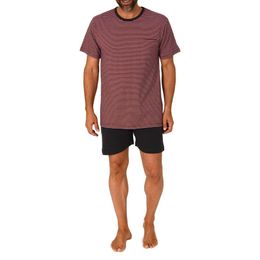 Normann Kurzarm Schlafanzug Pyjama Shorty Streifen in rot | Gr.: 50