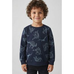 name it Jungen Sweatshirt &raquo;NMMVARON f&uuml;r Jungen mit Alloverprint und Rippb&uuml;ndchen&laquo;, bedruckt, casual, regular fit, Baumwolle, Rundhals blau 92