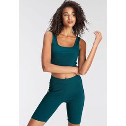 Lascana Damen Lascana Shorty bestehend aus Top und Shorts aus Rippmaterial, Homewear-Set blau 44/46