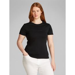 Calvin Klein Jeans Plus Damen T-Shirt &raquo;PLUS INSTIT GRAPHIC SLIM TEE&laquo; in gro&szlig;en Gr&ouml;&szlig;en, Logoschriftzug schwarz XXXL(46)