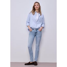 Slim-fit-Jeans Street One, Damen, Gr. 26, L&auml;nge 32, light blau random wash, Jeans, 85% Baumwolle, 9% Polyester, 4% Elastomultiester, 2% Elasthan, unifarben, normal, Jeans Slim-fit-Jeans, im Denim-Style