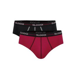 Slip Sloggi "Slip Start midi C2P box 2er Pack", Herren, Gr. M, schwarz (schwarz, rot), Obermaterial: 96% Baumwolle CO. 4% Elasthan EL., Unterhosen Slip