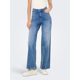 Jacqueline de Yong Jdy Damen JDY High-waist-Jeans &raquo;JDYFELINA-FINA HW WIDE MED BLUE DNM NOOS&laquo; blau XL (42), L&auml;nge 32
