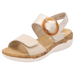 Remonte Damen Keilsandalette Sommerschuh, Riemchensandale, praktische Klettverschl&uuml;sse beige 44