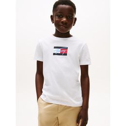 Tommy Hilfiger Jungen T-Shirt &raquo;TOMMY SCRIPT FLAG PRINT TEE SS&laquo; f&uuml;r Kinder bis 16 Jahre, mit Logo-Print wei&szlig; 80