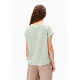armedangels T-Shirt Slub Jersey Stripe in gras wei&szlig; - 0002 | Gr.: M