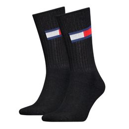Tommy Hilfiger Herren Socken &raquo;TH UNI TJ SOCK 2P FLAG&laquo; 2 Paar, 2 Stk. tlg. mit gro&szlig;em Logo schwarz 35-38