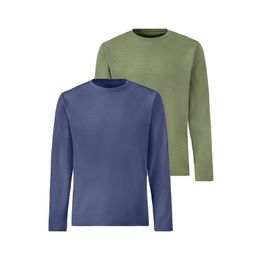 John Devin Herren Langarmshirt &raquo;mit Slub-Garn Struktur&laquo; 2er-Pack, Longsleeve aus leichter, strukturierter Baumwollqualit&auml;t gr&uuml;n S (44/46)