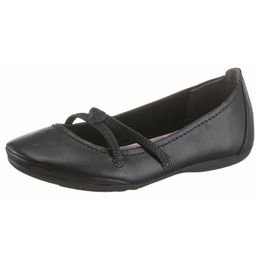 Tamaris Damen Ballerina &raquo;Caterina&laquo; Flats, Festtagsmode, Slipper mit Gummizugriemchen schwarz 37 (4,5)