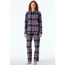 Schiesser Damen Pyjama &raquo;Selected Premium Warming&laquo; 2 tlg. mit klassischem Karomuster blau 42