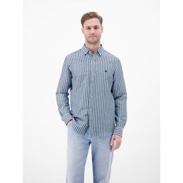 Lerros Herren Lerros Leinenhemd &raquo;Gestreiftes Langarmhemd aus Leinen-Baumwoll-Mix&laquo; Gestreift, 55% Leinen, 45% Baumwolle, Button‐down, 2‐Knopf XXL, 