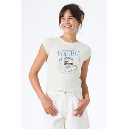 Kurzarmshirt Garcia, M&auml;dchen, Gr. 152/158, beige (sanftes wei&szlig;), Jersey, Obermaterial: 100% Baumwolle, bedruckt, k&ouml;rpernah kurz, Rundhals, Shirts, mit Print und Rundhals