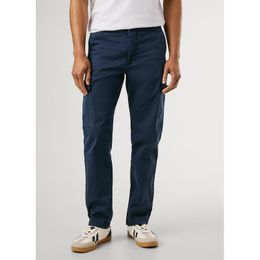 Pepe Jeans Herren Chinohose &raquo;SLIM CARGO TWILL&laquo; mit aufgesetzten Taschen blau 32, L&auml;nge 34