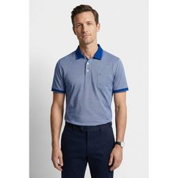 OLYMP Herren OLYMP Poloshirt &raquo;Casual&laquo; Two-Tone Piqu&eacute;, Seitenschlitzen im Saum blau XXL