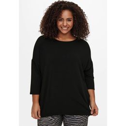 Only Carmakoma Damen Only CARMAKOMA 3/4-Arm-Shirt &raquo;CARLAMOUR&laquo; aus weichem Materialmix schwarz M