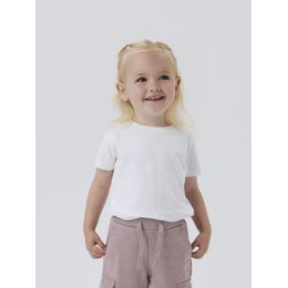 Kurzarmshirt name it "NMFVIBBI SS TOP NOOS", M&auml;dchen, Gr. 104, hellwei&szlig;, Jersey, Obermaterial: 95% Baumwolle, 5% Elasthan, unifarben, normal normal, Rundhals, Shirts, Baumwollmischung, Kurzarm