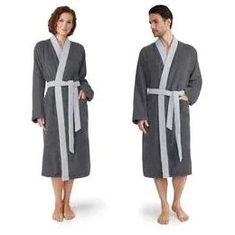 M&ouml;ve Unisex-Bademantel M&Ouml;VE "Superwuschel Kimono mit Blende" Gr. XXXL, stone, silber, L:130cm, Walkfrottier, Hausm&auml;ntel, ideal f&uuml;r Sauna & Spa, Hotelbademantel