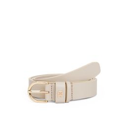 Tommy Hilfiger Damen Lederg&uuml;rtel &raquo;ESSENTIAL EFFORTLESS 2.5 cm breit GOLD&laquo; Logoemblem, weiche Haptik, ovale Einfachdornschlie&szlig;e beige