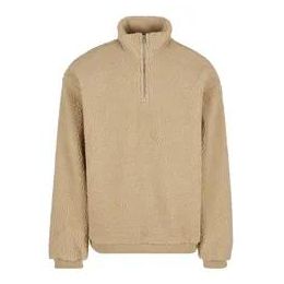 Kapuzensweatshirt Urban Classics "Urban Classics Oversized Teddy Troyer", Herren, Gr. 5XL, unionbeige, 100% Polyester, unifarben, Sweatshirts