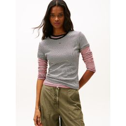 Tommy Jeans Damen Kurzarmshirt &raquo;TJW ESSENTIAL RIB SHORT SLEEVE EXT&laquo; Baumwollmischung in gerippter Struktur, Slim Fit S (36)