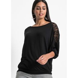 bonprix Damen bonprix Oversize-Shirt Oversize Passform, 3/4-&Auml;rmel, ohne Kragen, aus Viskose und Elasthan 32/34 (XS)