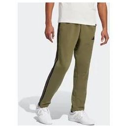 Sporthose Adidas SPORTSWEAR "ESSENTIALS 3-STREIFEN OPEN HEM", Herren, Gr. XL, N-Gr, olive strata, schwarz, normal, gr., Obermaterial: 55% Baumwolle, 36% Polyester, 9% Viskose, Hosen Sporthose, aus Baumwolle, Polyester und Viskose, offener Saum