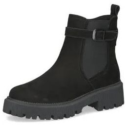 Chelseaboots Caprice, Damen, Gr. 38, schwarz, Leder, Textil, Schuhe Chelseaboots, Blockabsatz, Stiefelette mit Zierriemchen