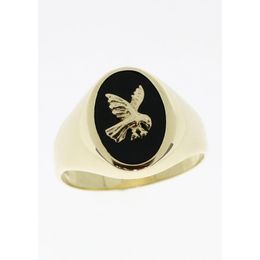 Siegelring Firetti "Schmuck Geschenk Gold 333 Herrenring Goldring" Gr. 19, schwarz (gelbgoldfarben, schwarz), Fingerringe, Herren, 19, Gelbgold 333, 3,6mm, Siegelring, mit Onyx