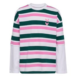 Hummel Shirt girl size 134/140 Dark green / Pink / White
