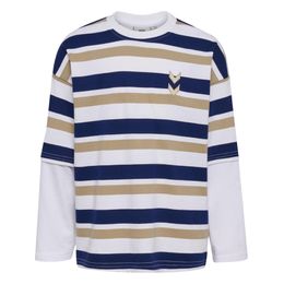 Hummel Shirt girl size 104 Dark beige / Blue / White