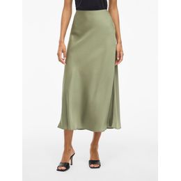 Maxirock Vila "VIELLETTE HW LONG SKIRT - NOOS", Damen, Gr. 44, gr&uuml;n (oil gr&uuml;n), Web, Obermaterial: 100% Polyester, unifarben, Basic schmal wadenlang, R&ouml;cke Maxirock, Kunstfaser