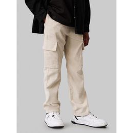 Calvin Klein Jeans Jungen Cargohose &raquo;Corduroy Straight Cargo Pants&laquo; f&uuml;r Kinder bis 16 Jahre und mit Logopr&auml;gung beige 8 (128), N-Gr