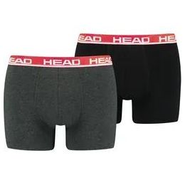 Boxershorts Head "Head BASIC BOXER 2P", Damen, Gr. S, grau (grau, rot), Obermaterial: 95% Baumwolle, 5% Elasthan, unifarben, k&ouml;rpernah, Unterhosen, mit elastischem Logobund