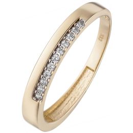 Fingerring Jobo Gr. 56, gold (gelbgold 333), Fingerringe, Damen, 56, Gelbgold 333, Fingerring, 333 Gold bicolor mit 11 Zirkonia