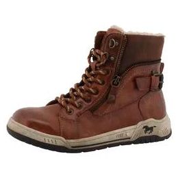 Winterboots Mustang SHOES "Ihana", Damen, Gr. 39, braun (cognac), Lederimitat, Textil, Schuhe Winterboots, High Top Sneaker, Winterboots mit Warmfutter und TEX